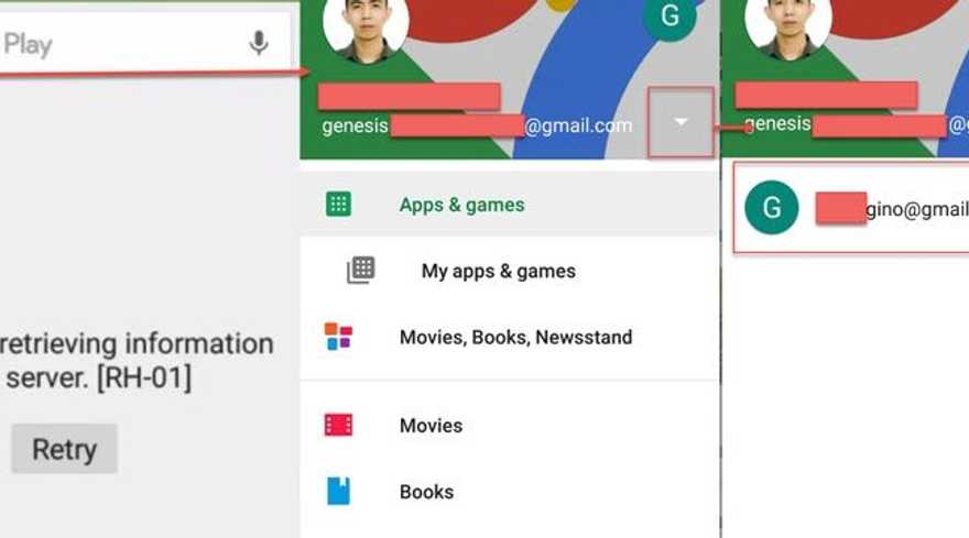 Error retrieving information from server RH-01 in Google Play Store - Error Solutions